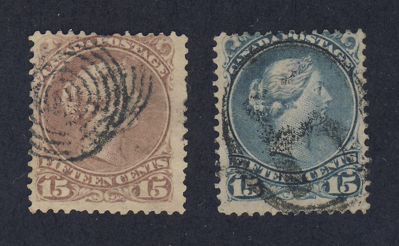 2x Canada Large Queen Used Stamps #29-15c Fine #30-15c F Guide Value ...