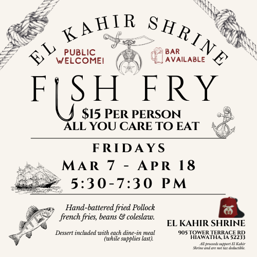 El Kahir Shrine Fish Fry Dinner | Hoopla