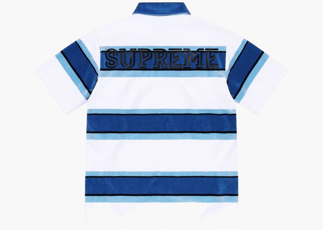 Supreme Stripe Velour Polo White Supreme Stripe Velour Polo White
