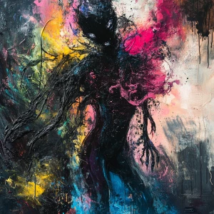 in abstract art style A conceptual alien hybrid rendered entirely as an ...