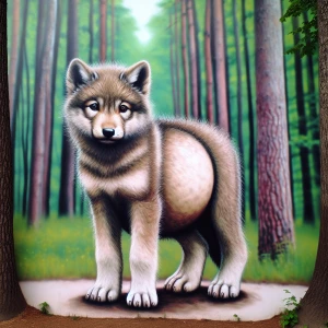 heavily pregnant wolf pup that is very furry generated with Dall-E 3 ...