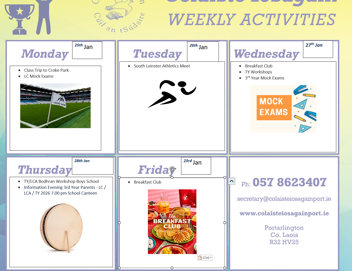 What is Happening in Coláiste Íosagáin This Week ? | Coláiste Íosagáin