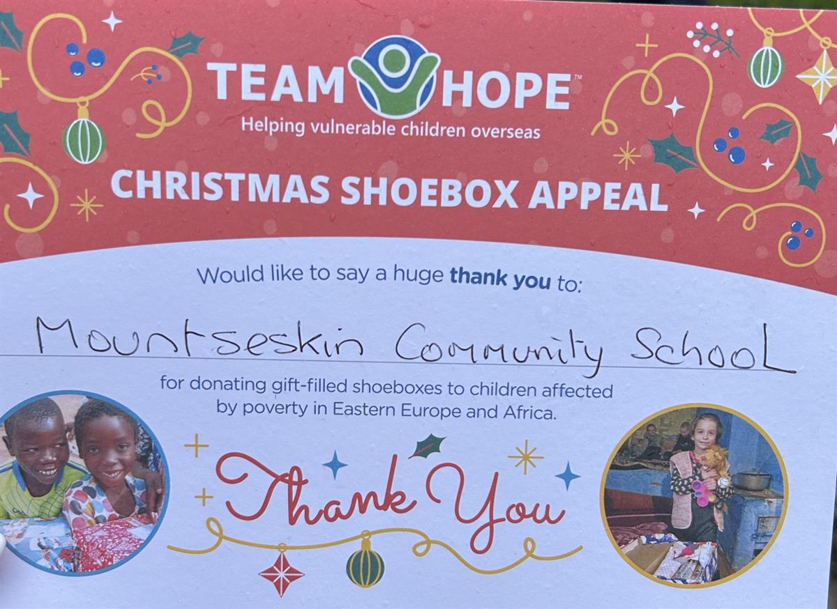 Christmas Shoebox Appeal | Mount Seskin Community College