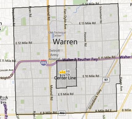 Warren Michigan Street Map