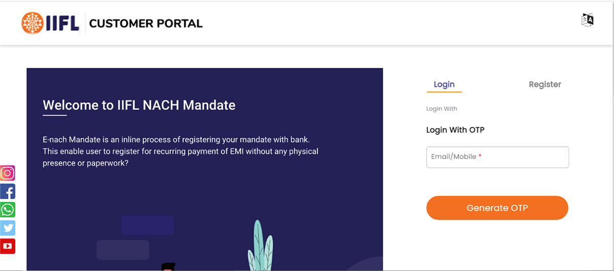 NACH E-Mandate Registration | iiflhomeloan