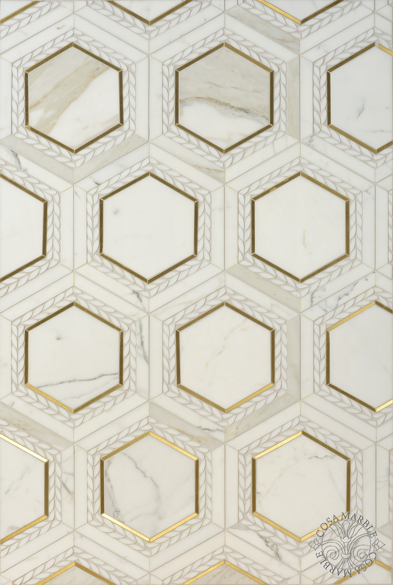 Cosa Marble: Ansonia: CG/TW/Brass Brushed | floors-and-wall-patterns