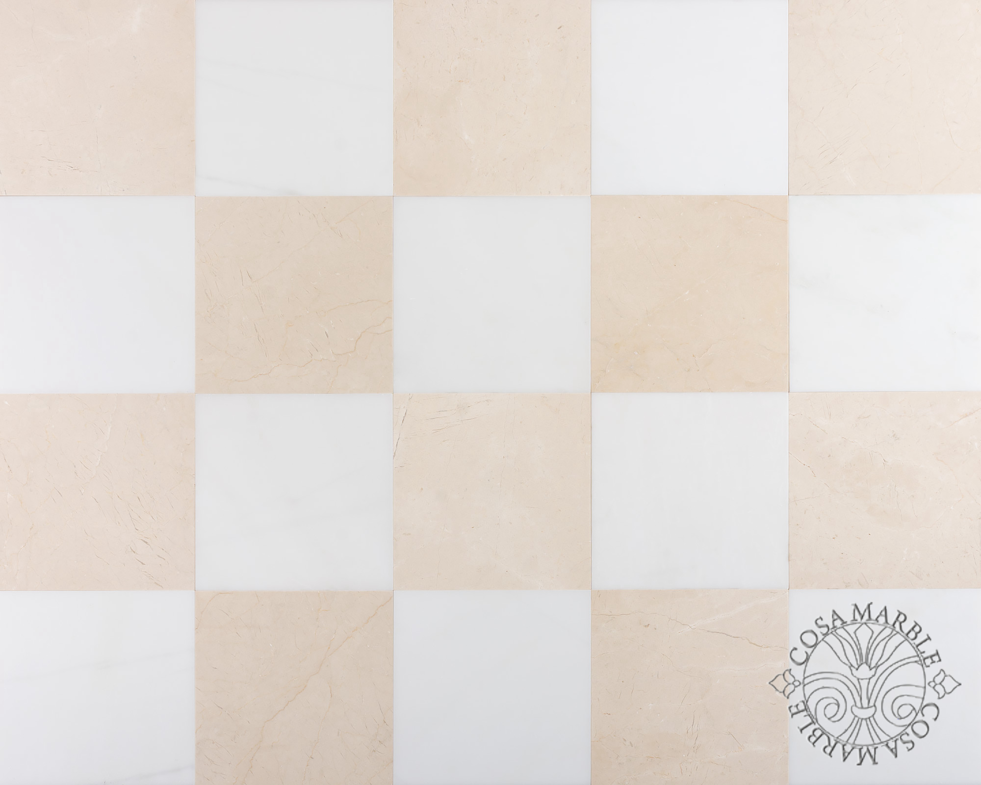 Cosa Marble: Checkerboard: Asian Statuary/Crema Marfil 12 x 12 | stone ...