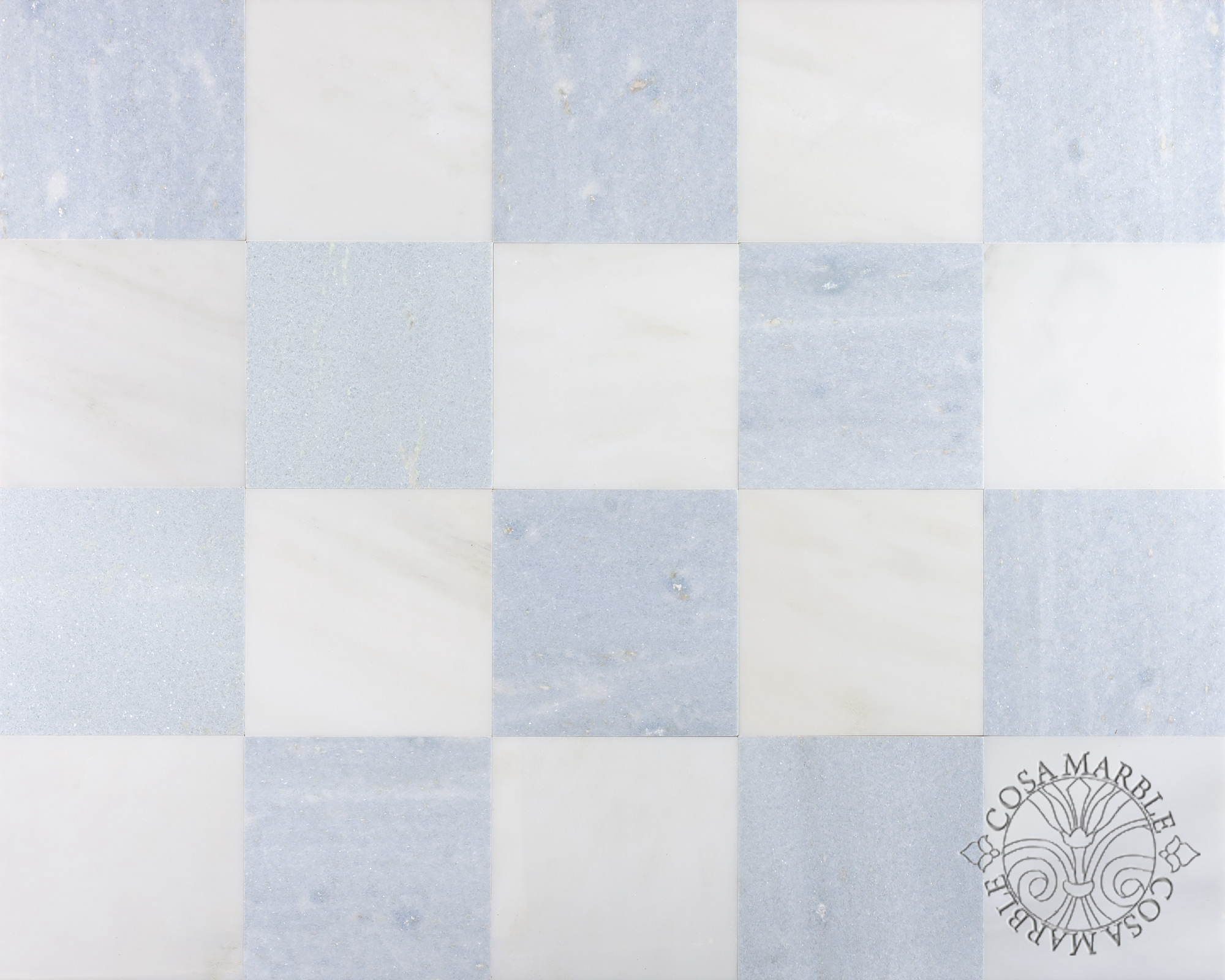 Cosa Marble: Checkerboard: Asian Statuary/Blue Celeste 12 x 12 | stone ...