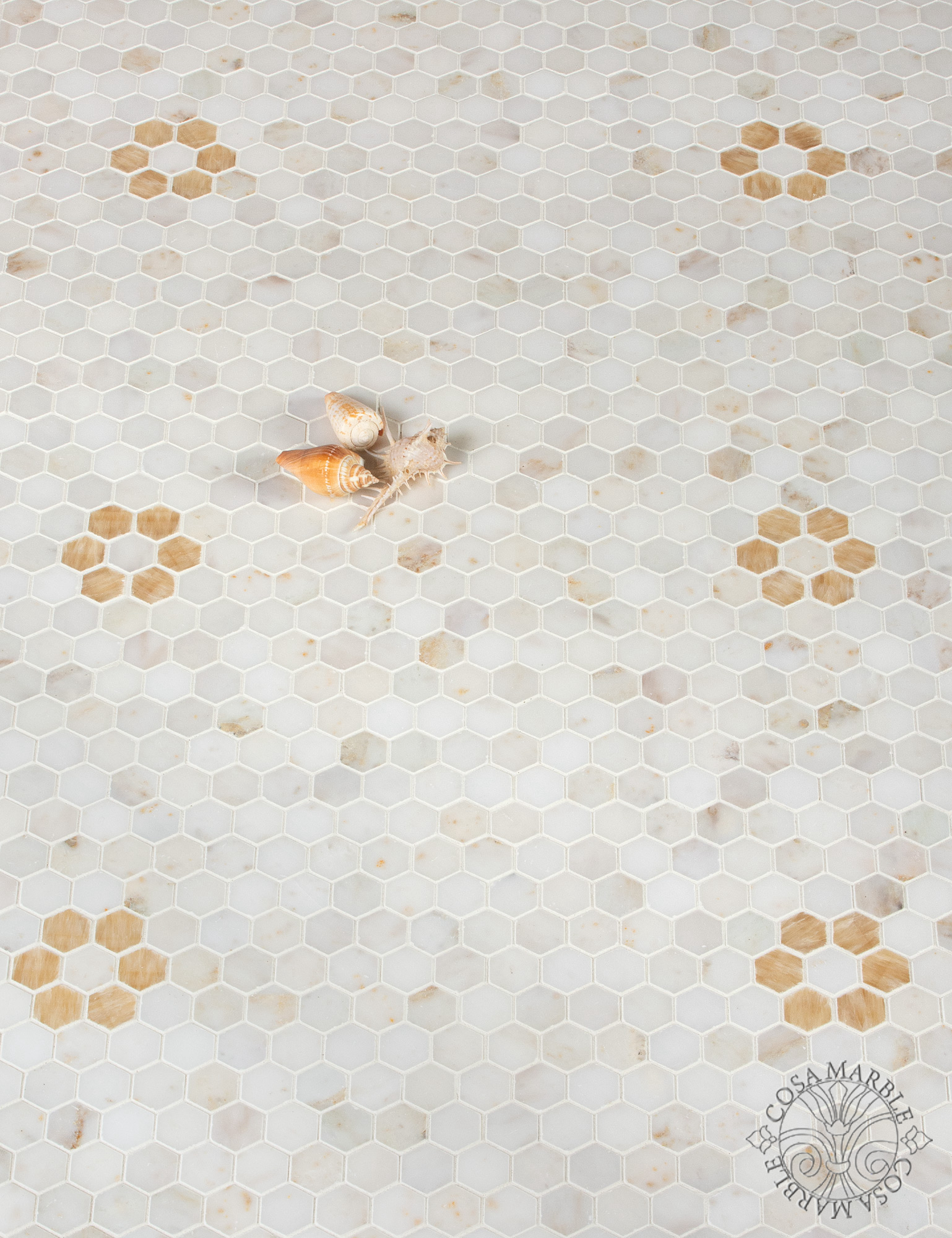 Cosa Marble: Hexagon Deluxe: Cal. Monet Honed, Honey Onyx Hon | floors ...
