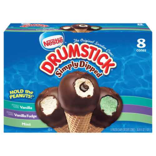 Drumstick Frozen Dairy Dessert Cones Mint Vanilla Fudge Vanilla