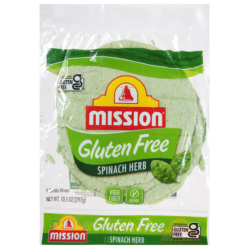 Mission Tortilla Wraps Gluten Free Spinach Herb