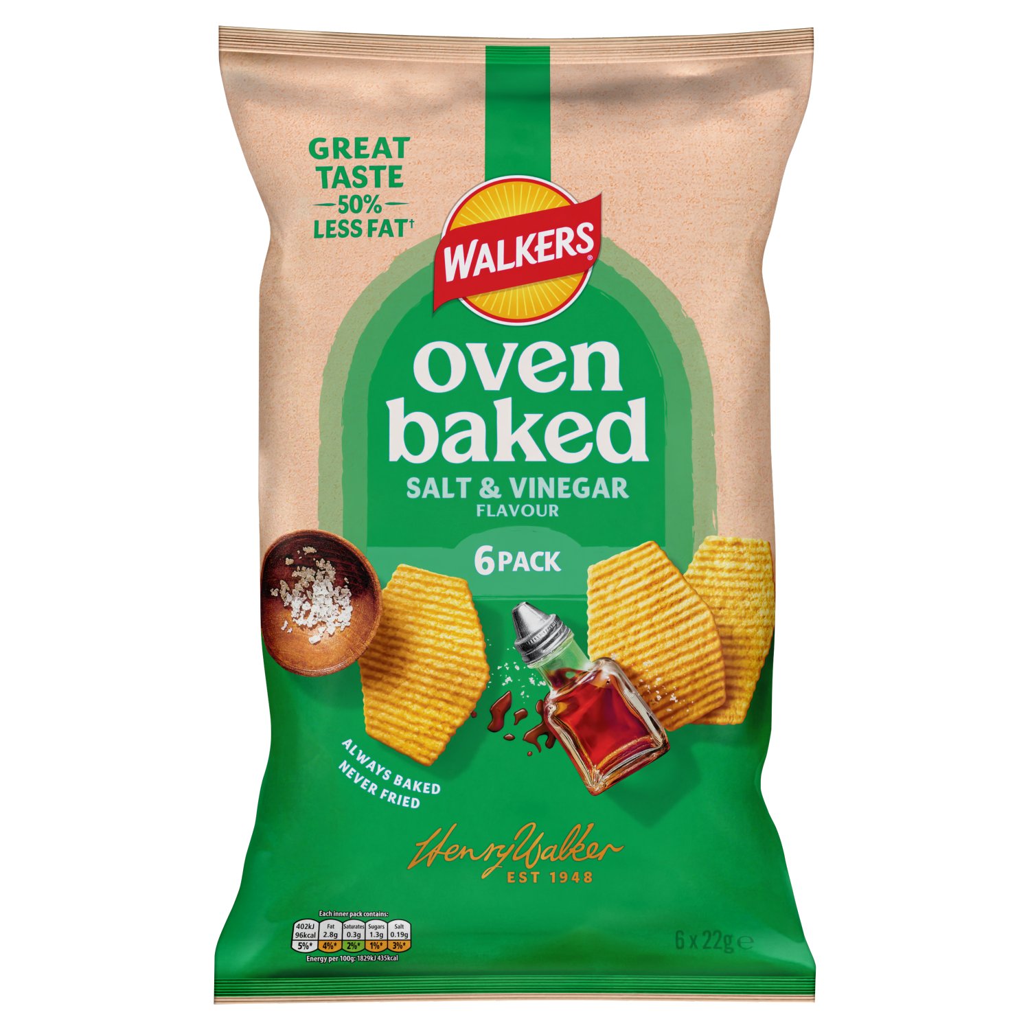 Walkers Baked Salt & Vinegar Crisps 6 Pack (22 g) - Storefront EN