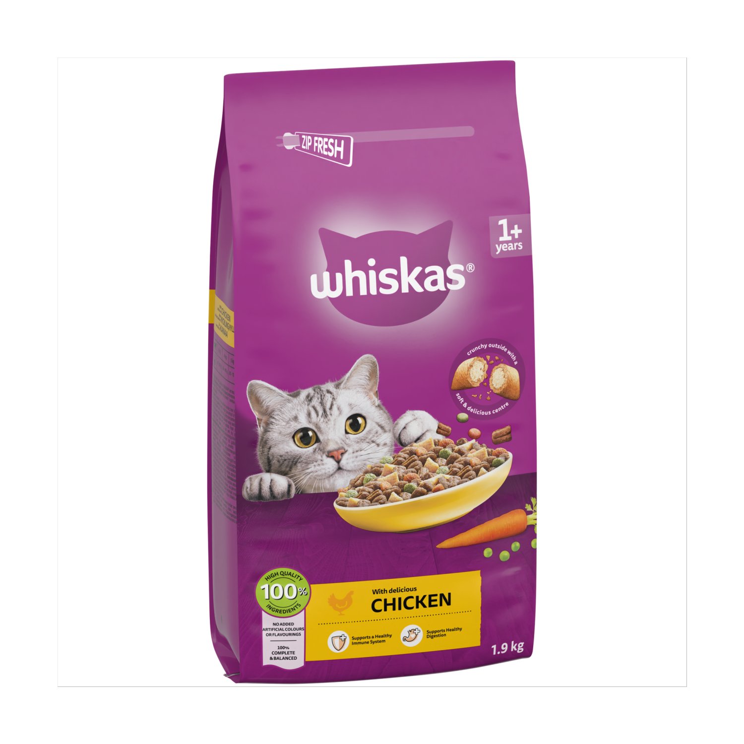 Whiskas Complete with Chicken 1+ Years Cat Food (1.9 kg) - Storefront EN