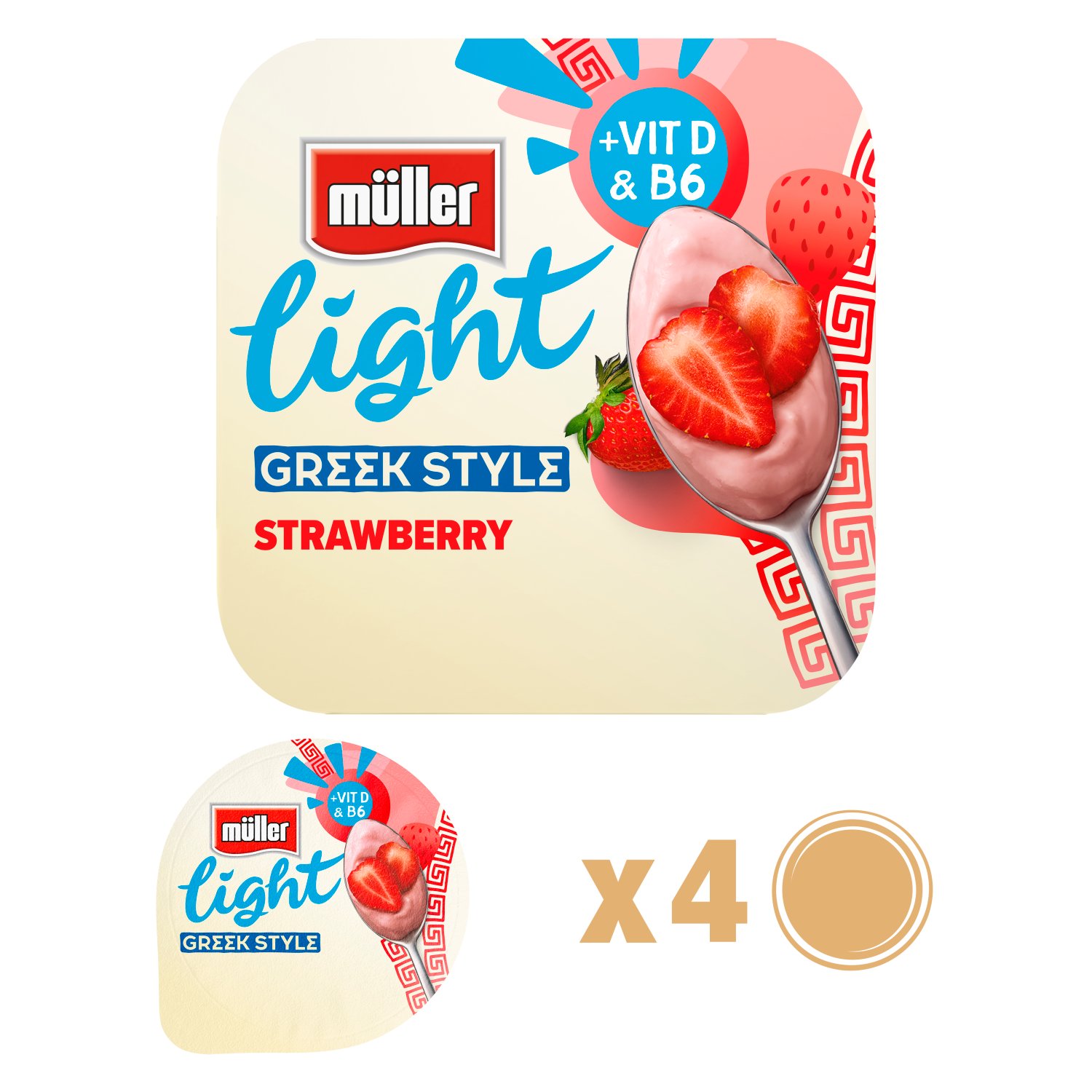 Muller Light Greek Style Strawberry Yogurt 4 Pack (115 g) - Storefront EN