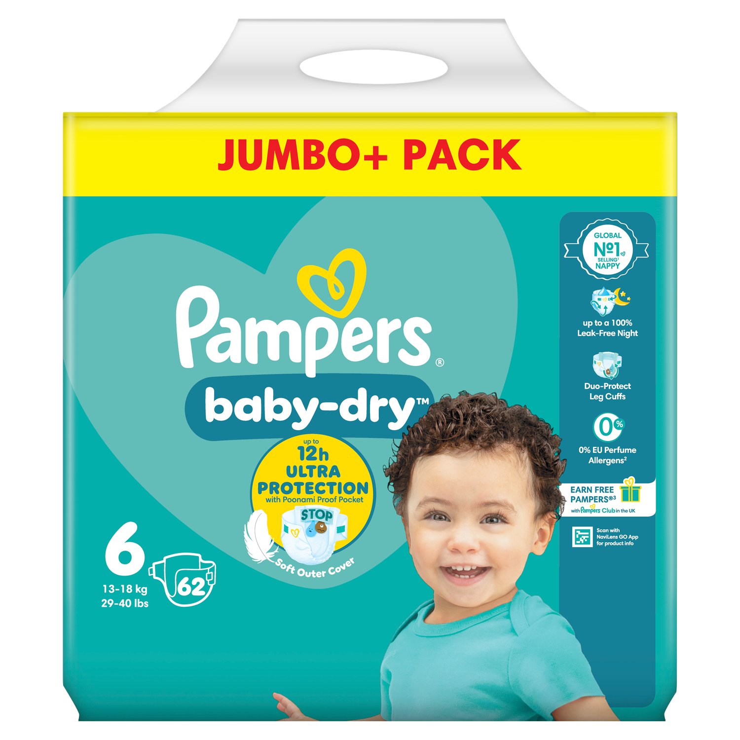 Pampers Baby Dry Size 6 Nappies Jumbo+ Pack (62 Piece) - Storefront EN