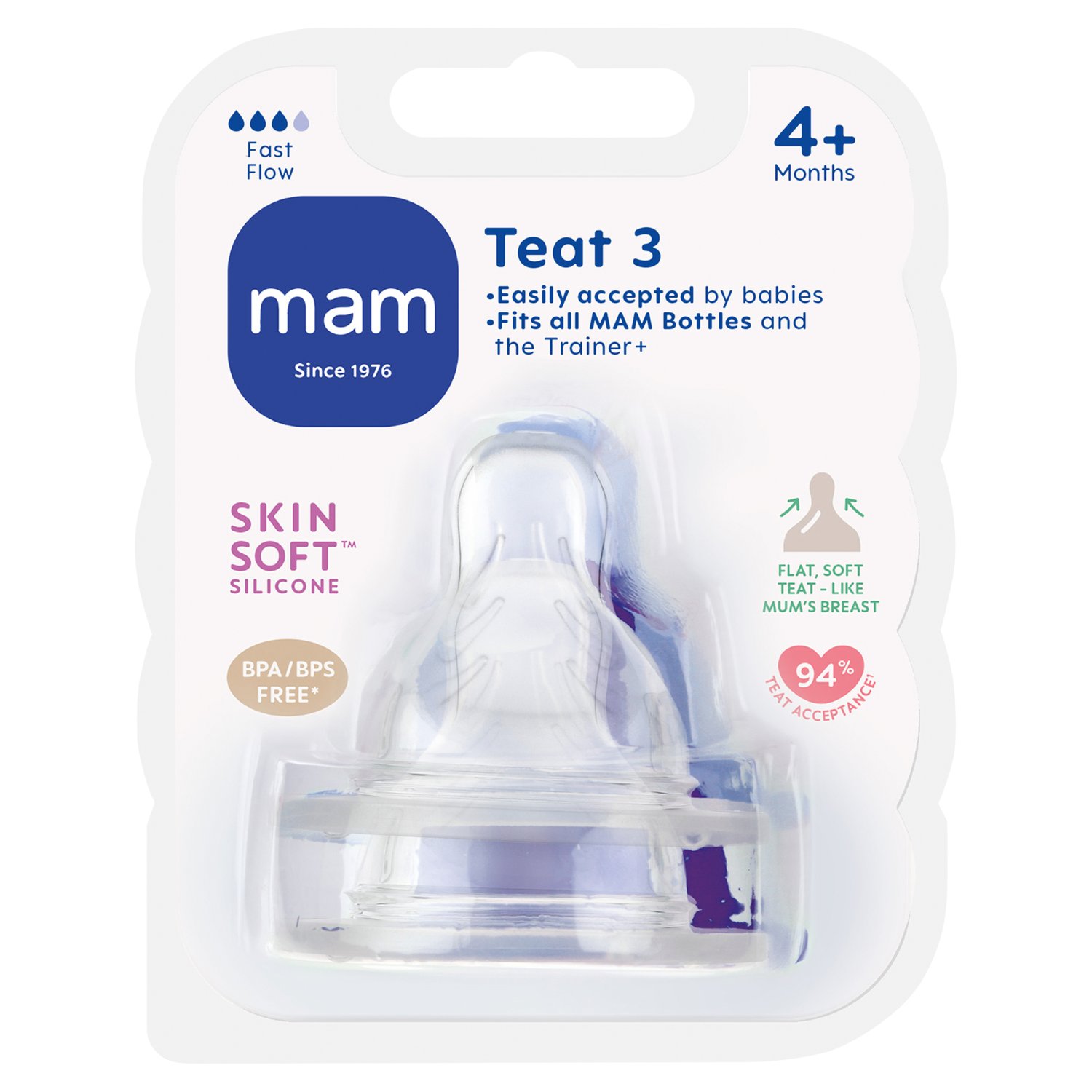 MAM Teats Fast Flow 4+ Months (1 Piece) - Storefront EN