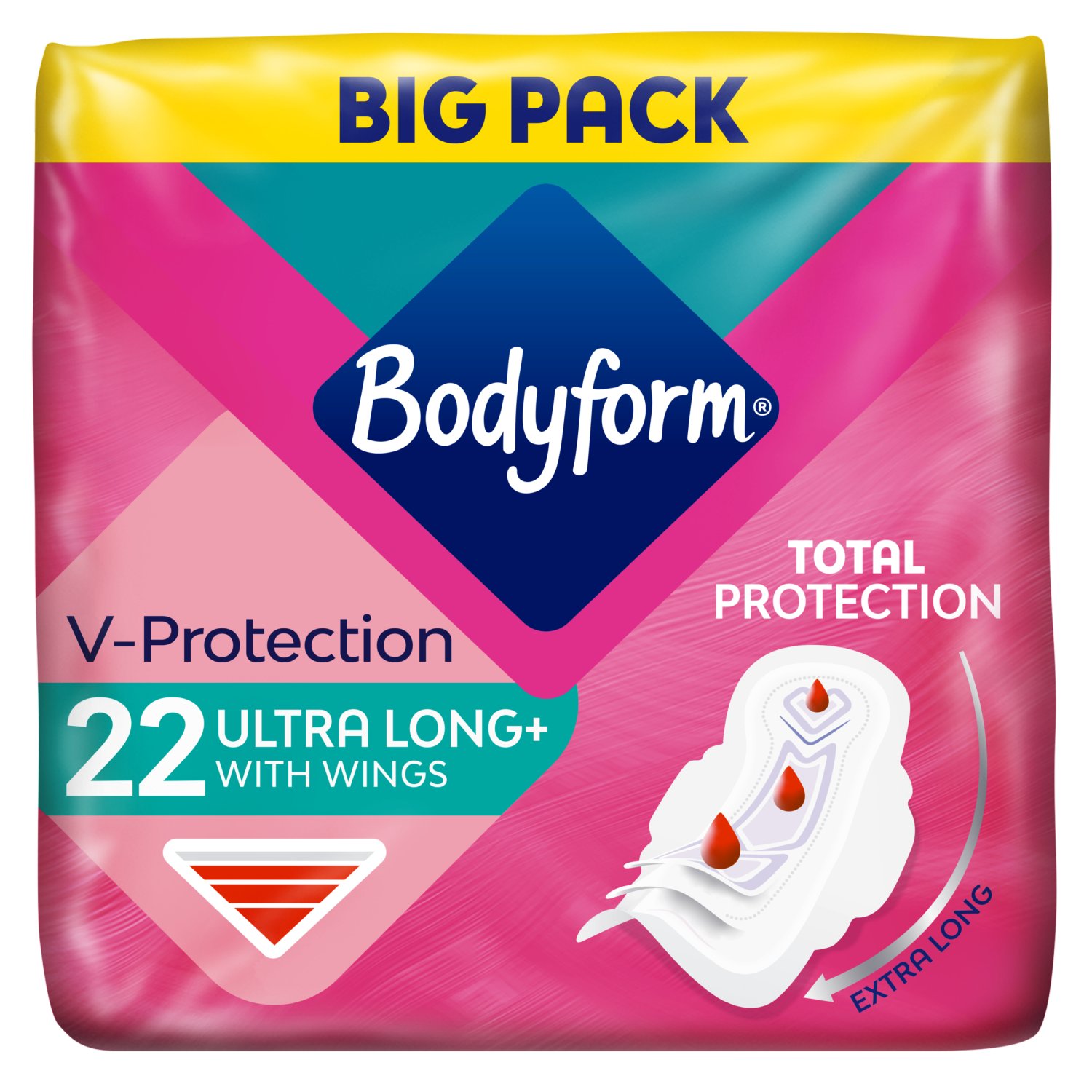 Bodyform Cour-v Ultra Long Sanitary Towels Wings 22 Pack (22 Piece ...