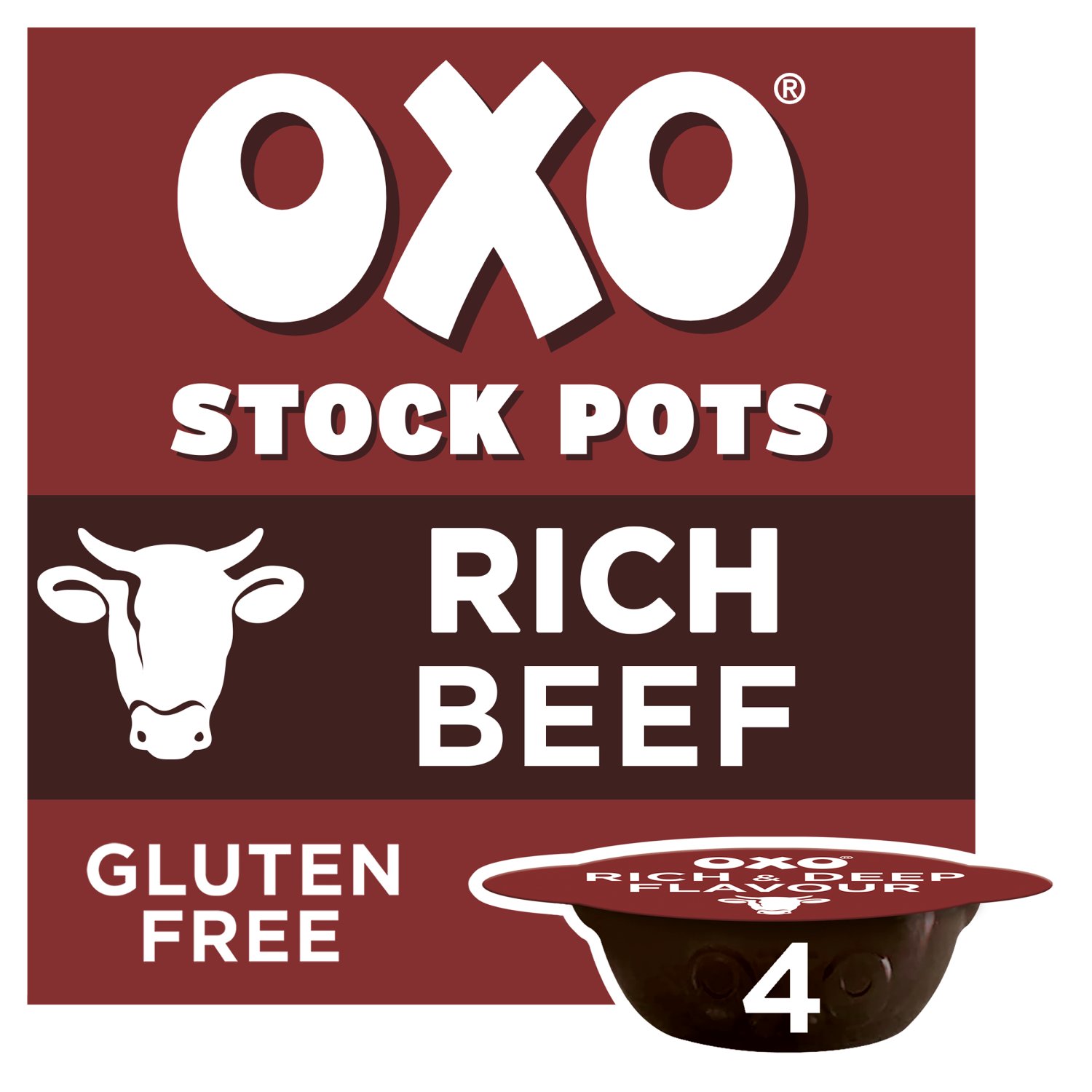 Oxo Rich Beef with Rosemary & Onion Stock Pots 4 Pack (20 g ...