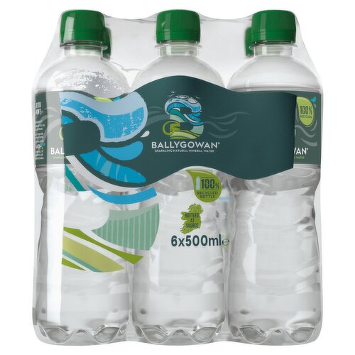 Ballygowan Sparkling Irish Mineral Water Bottle 6 Pack (500 ml ...