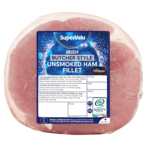 SuperValu Fresh Irish Unsmoked Butcher Style Ham Fillet (2.3 kg ...