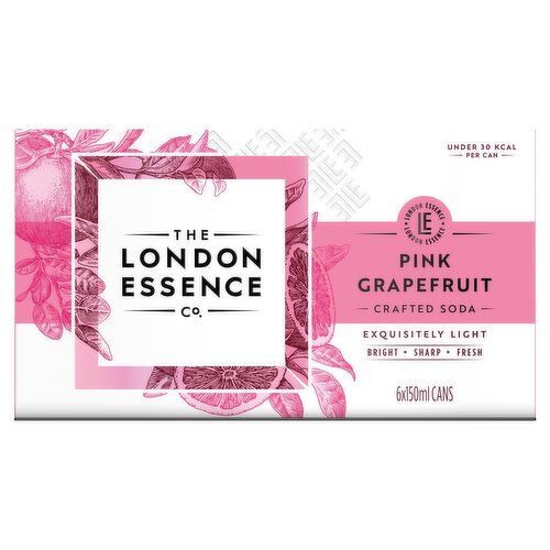 The London Essence Co Pink Grapefruit Soda Can 6 Pack (150 ml ...
