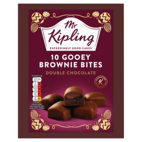 Mr Kipling Double Chocolate Gooey Brownie Bites 10 Pack (119 g ...