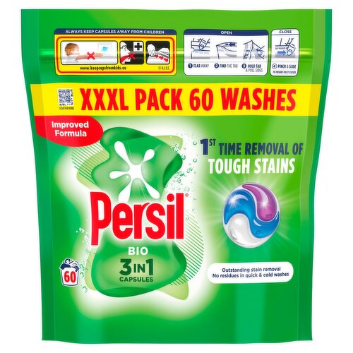 Persil Biological Tough Stains 3in1 Capsules 60 Wash XXXL Pack (60 ...