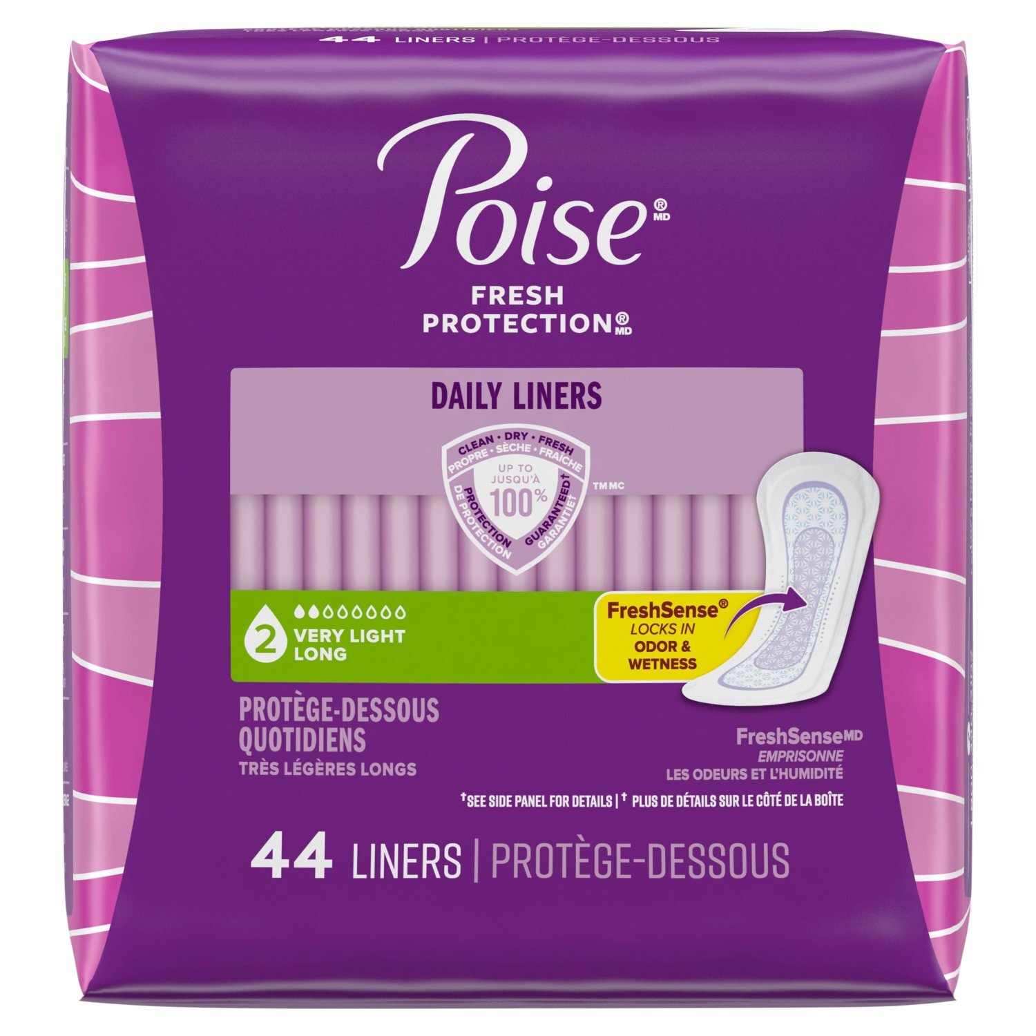 Poise Fresh Protection Very Light Long Daily Liners, 44 count - The ...