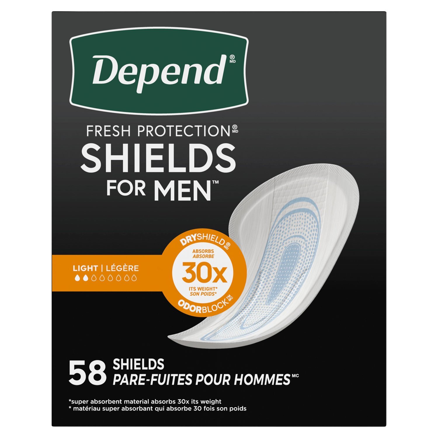 Depend for Men Light Shields, 58 count - ShopRite