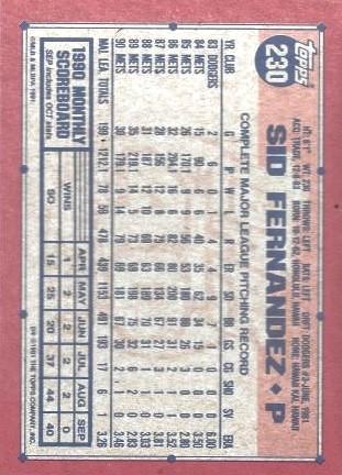Sid Fernandez #230 Prices | 1991 Topps | Baseball Cards