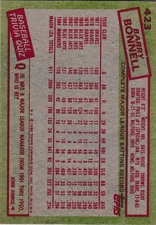 Barry Bonnell #423 Prices | 1985 Topps | Baseball Cards