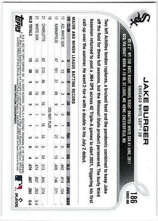 Jake Burger #186 Prices [Rookie] | 2022 Topps | Baseball Cards