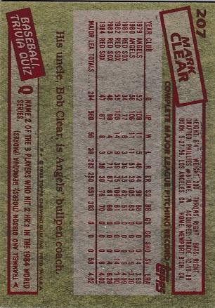 Mark Clear #207 Prices | 1985 Topps | Baseball Cards