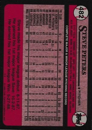 Steve Peters #482 Prices [Rookie] | 1989 Topps | Baseball Cards