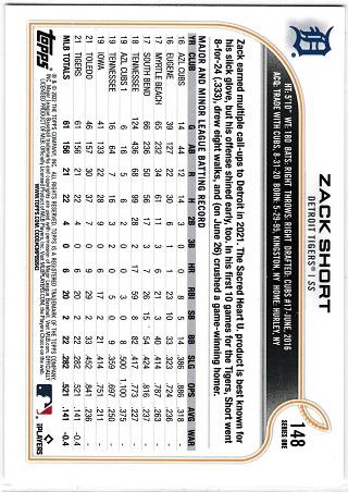 Zack Short #148 Prices [Rookie] | 2022 Topps | Baseball Cards