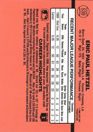 Eric Hetzel #539 Prices | 1990 Donruss | Baseball Cards