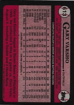 Gary Varsho #613 Prices [Rookie] | 1989 Topps | Baseball Cards