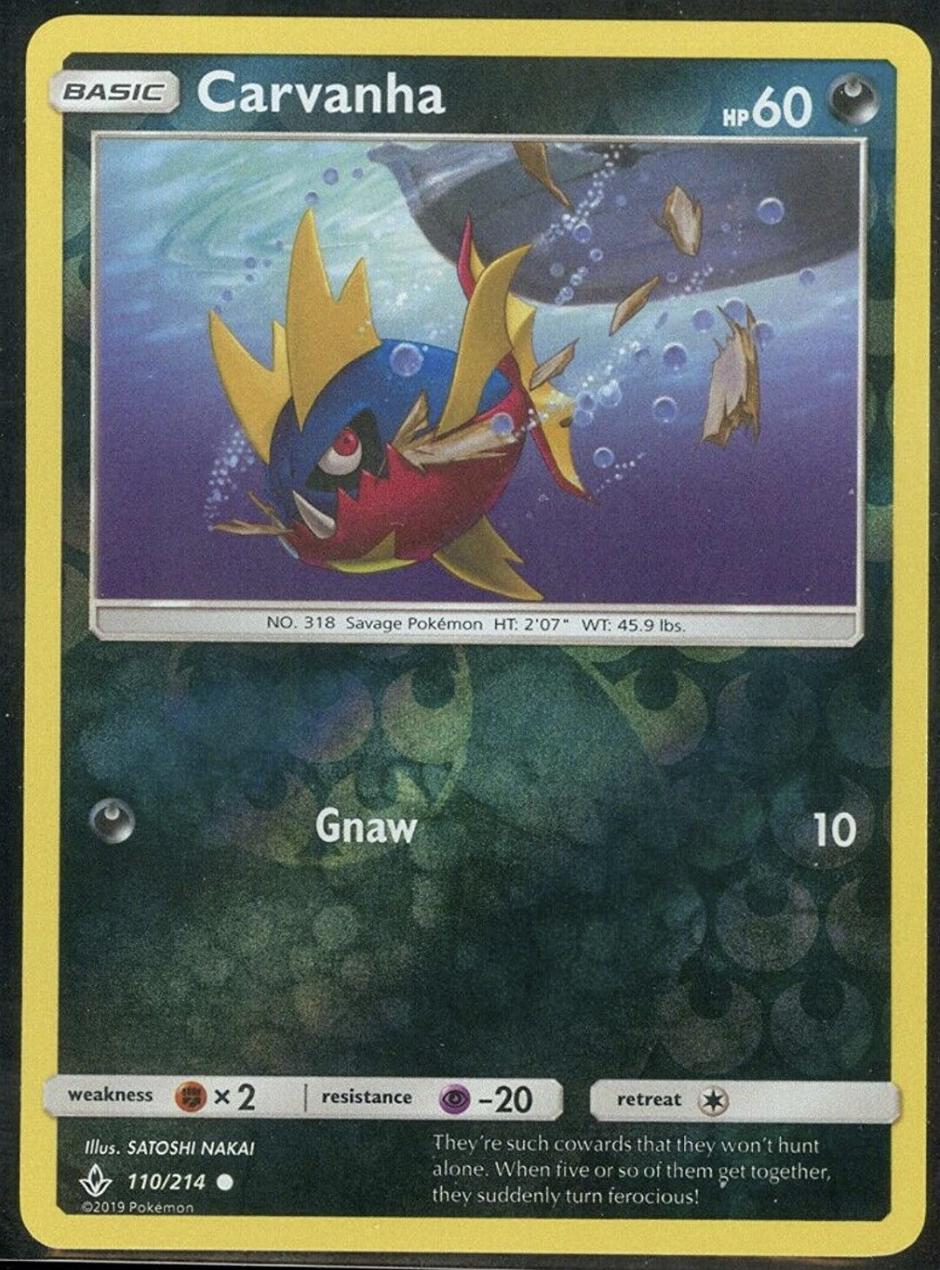Carvanha [Reverse Holo] #110 Prices | Pokemon Unbroken Bonds | Pokemon ...