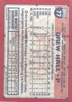 Drew Hall #77 Prices | 1991 Topps | Baseball Cards