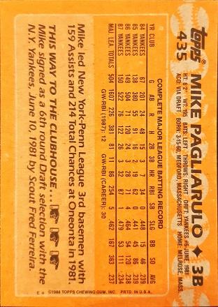 Mike Pagliarulo #435 Prices | 1988 Topps | Baseball Cards