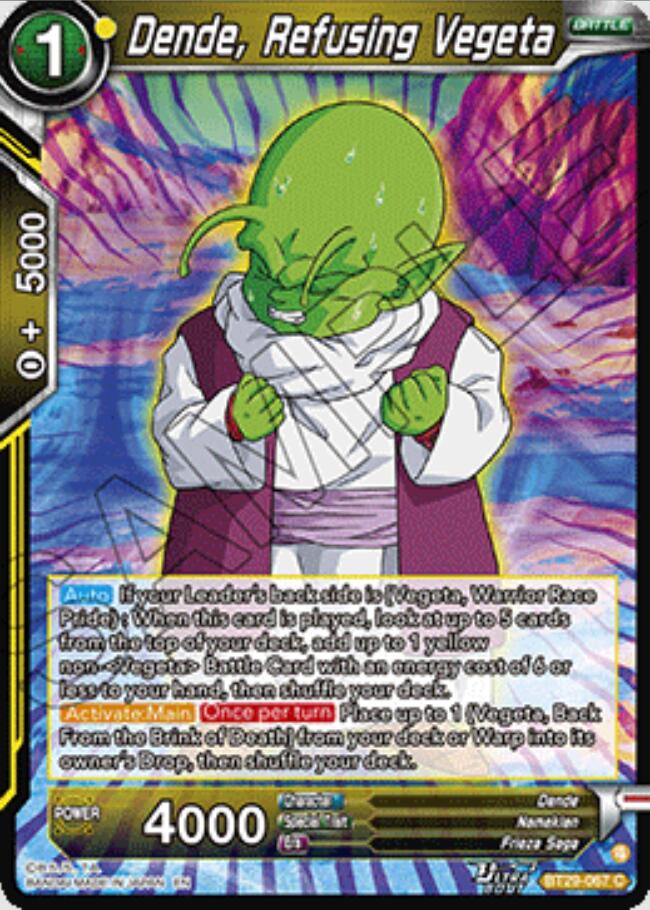 Dende, Refusing Vegeta BT29-067 Prices | Dragon Ball Super Fearsome ...