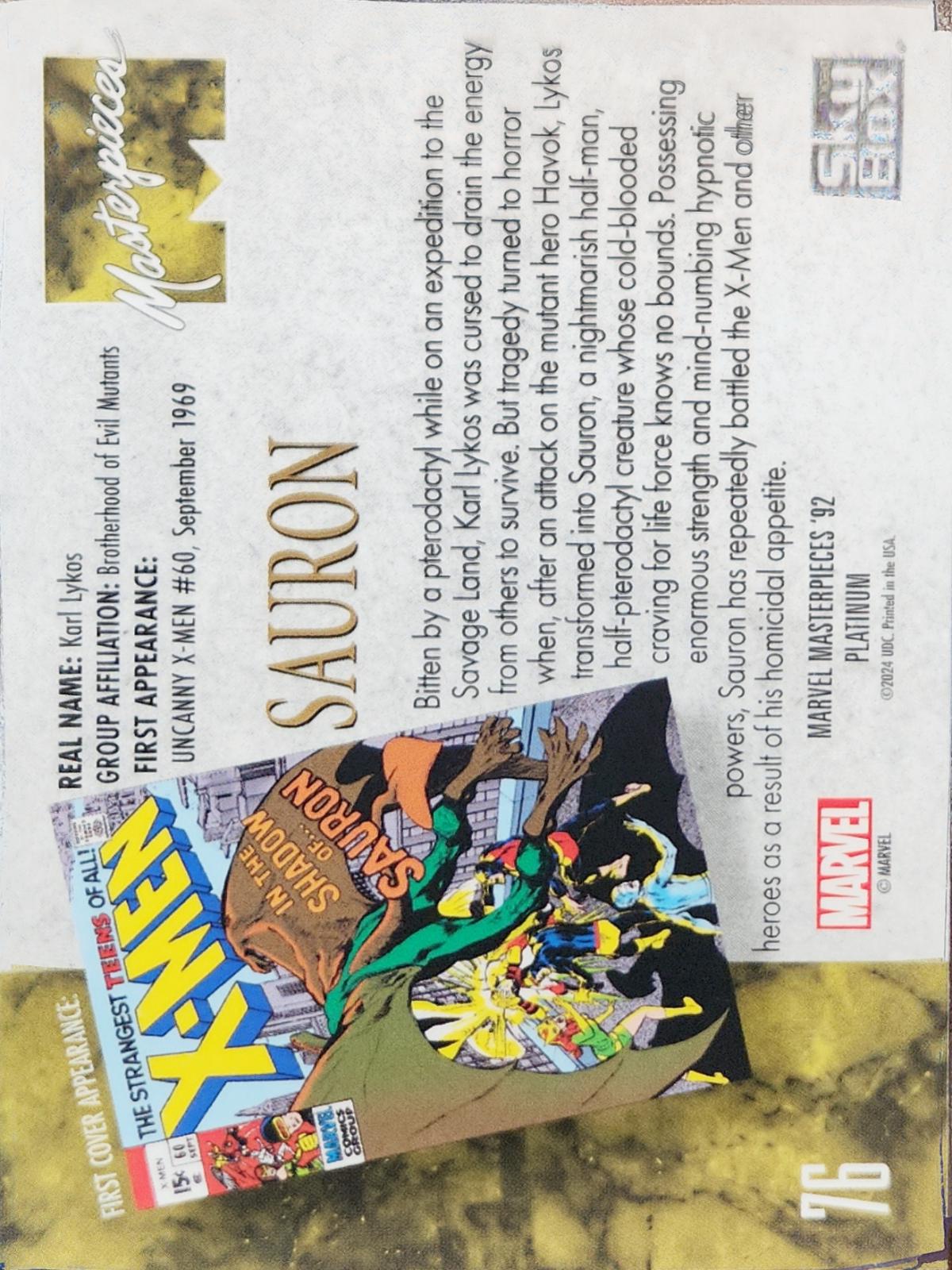 Sauron #76 Prices | Marvel 2024 SkyBox Masterpieces ’92 Platinum ...