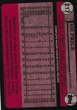 Joe Price #217 Prices | 1989 Topps | Baseball Cards