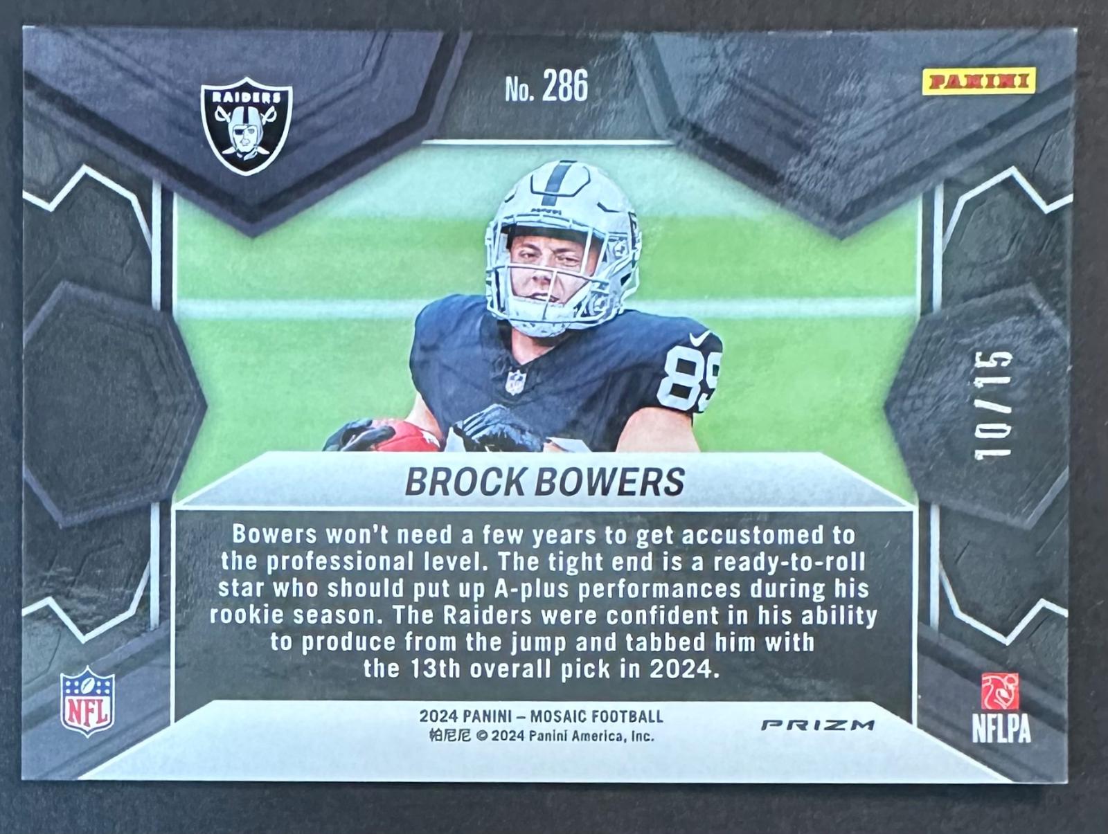 Brock Bowers [Blue Fluorescent] #286 Prices [Rookie] | 2024 Panini ...