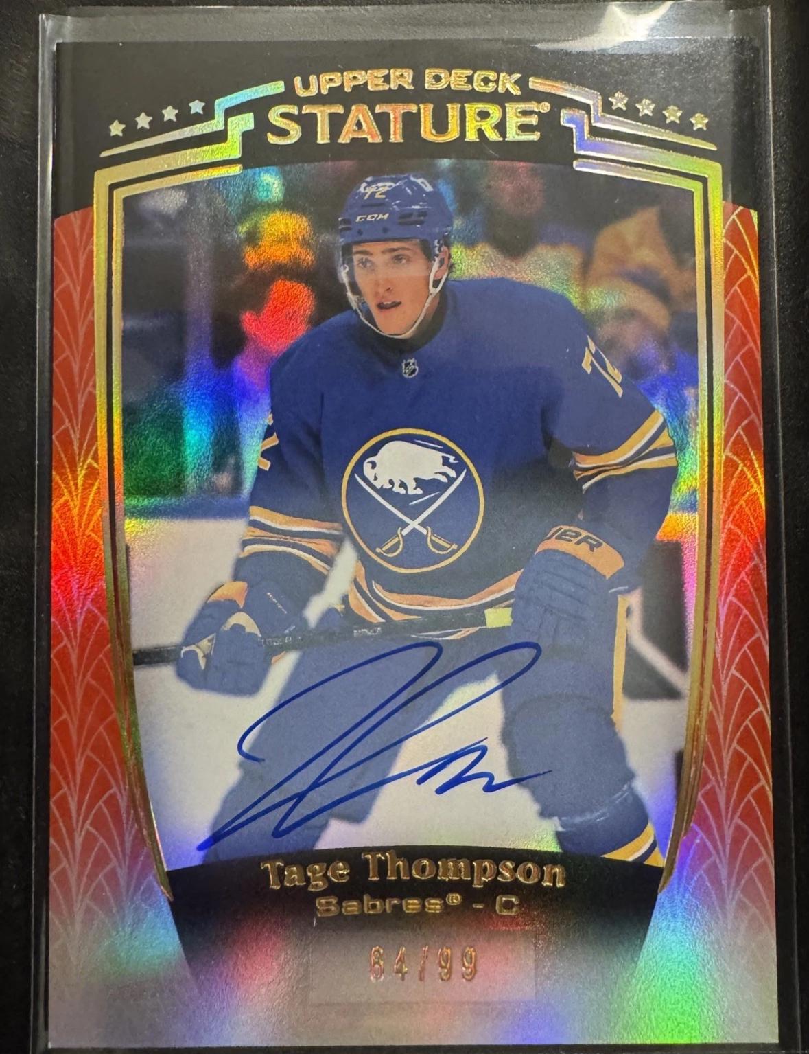 Tage Thompson [Red Autograph] #8 Prices | 2024 Upper Deck Stature ...