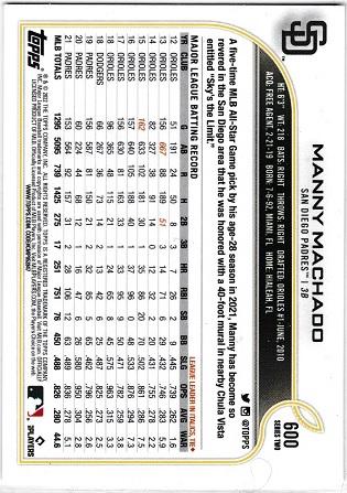Manny Machado #600 Prices | 2022 Topps | Baseball Cards