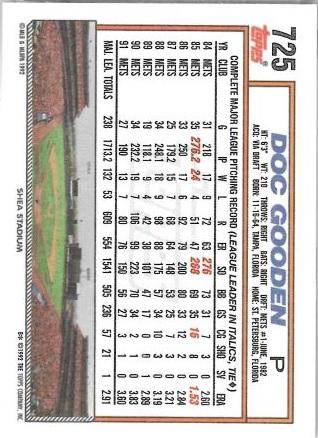 Doc Gooden #725 Prices | 1992 Topps | Baseball Cards
