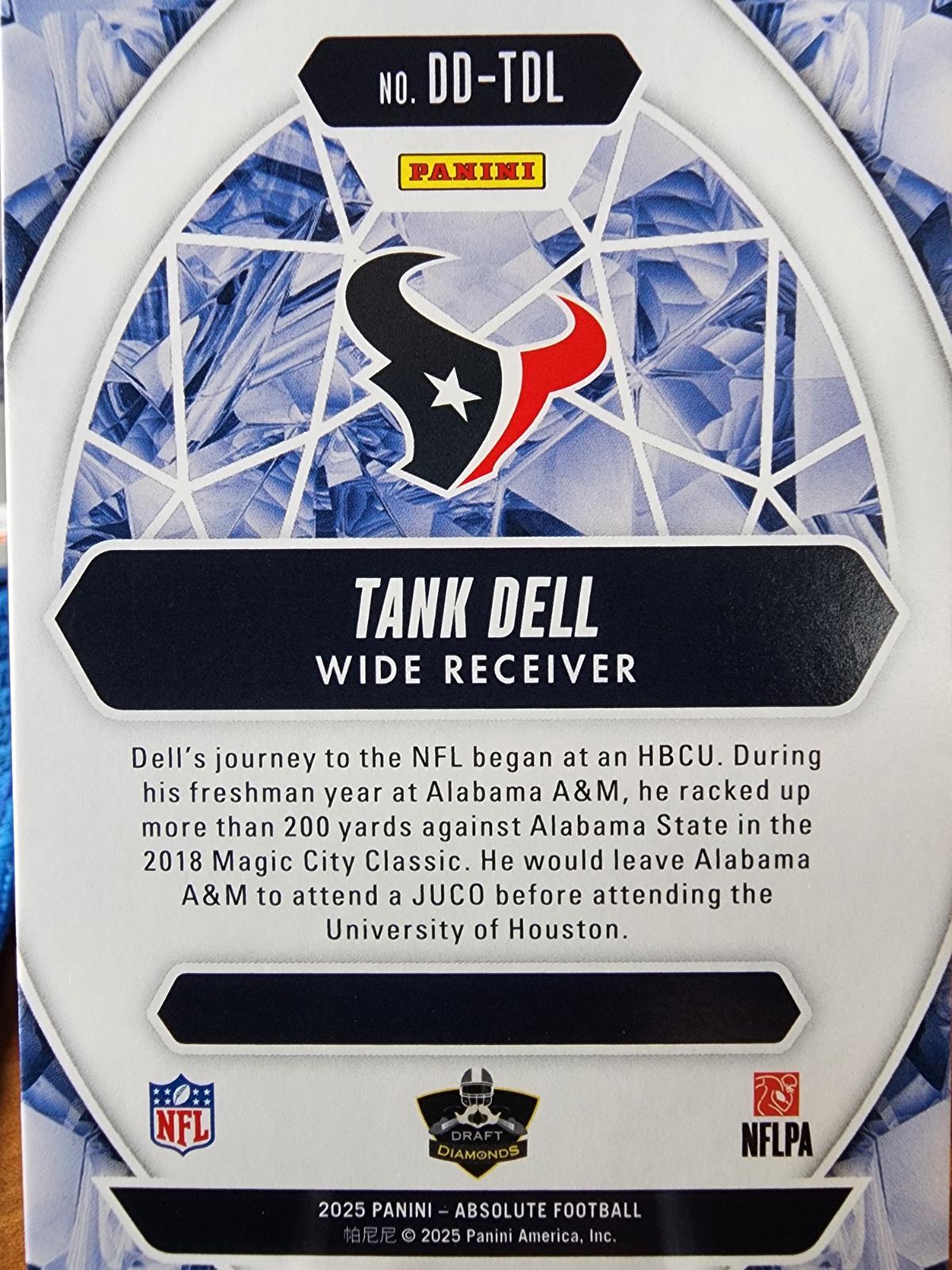 Tank Dell #18 Prices | 2025 Panini Absolute Draft Diamonds | Football Cards