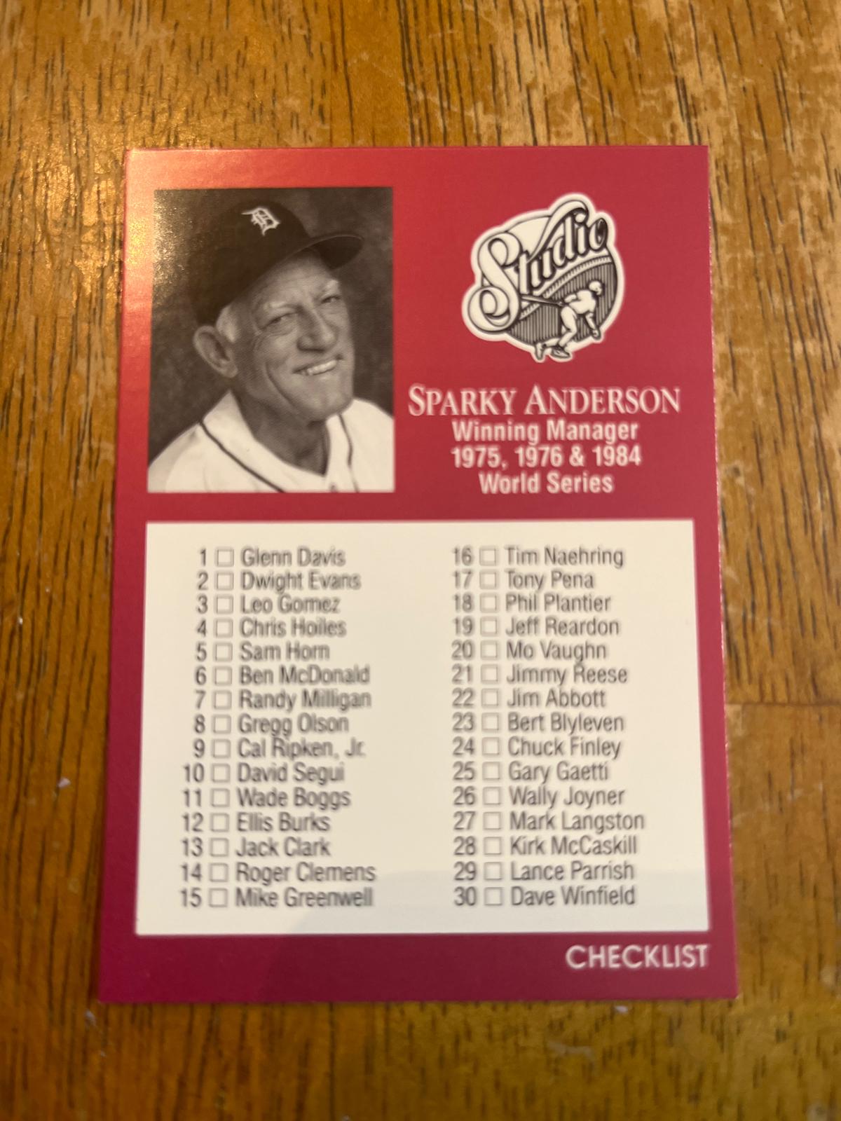Sparky Anderson [Checklist 1-88] #261 Prices | 1991 Studio | Baseball Cards