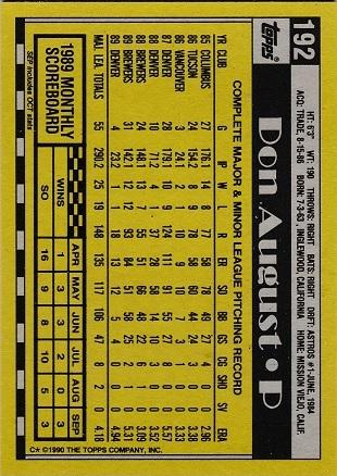 Don August #192 Prices | 1990 Topps | Baseball Cards